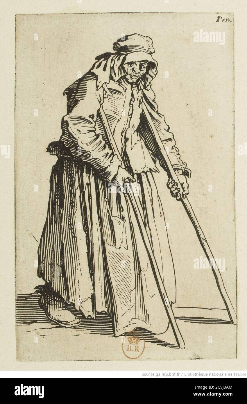 Jacques Callot - Les Gueux (16) - La mendiante aux béquilles Stock ...
