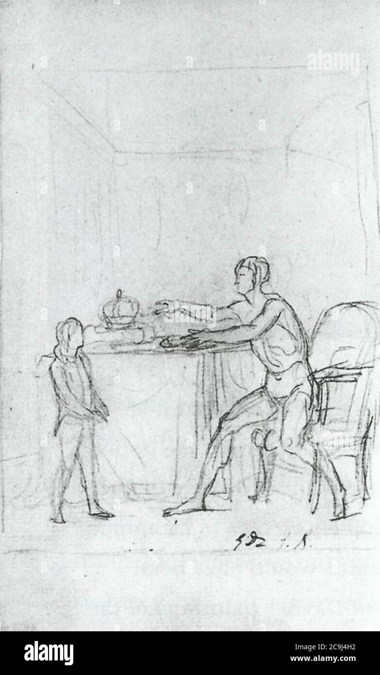 Jacques-Louis David - Louis XVI Showing the Constitution to his Son ...