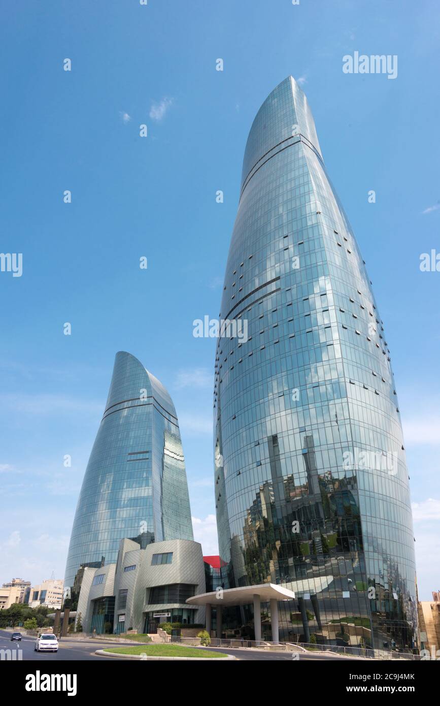 Baku, Azerbaijan - Flame Towers. a famous tourist spot in Baku ...