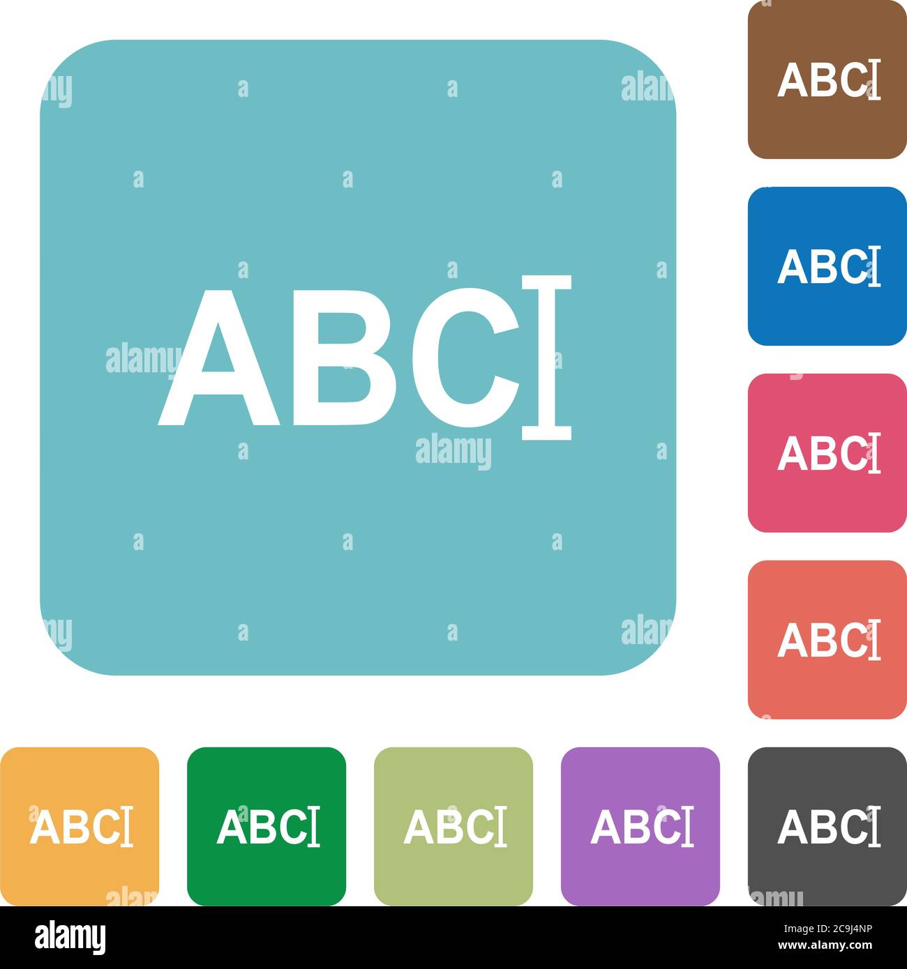 Typing text with cursor white flat icons on color rounded square ...