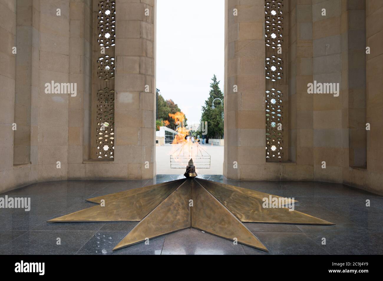 Baku, Azerbaijan - Eternal flame at Shahidlar Monument. a famous ...