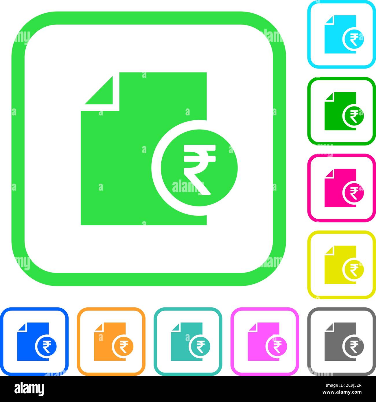 Indian Rupee financial report vivid colored flat icons in curved ...