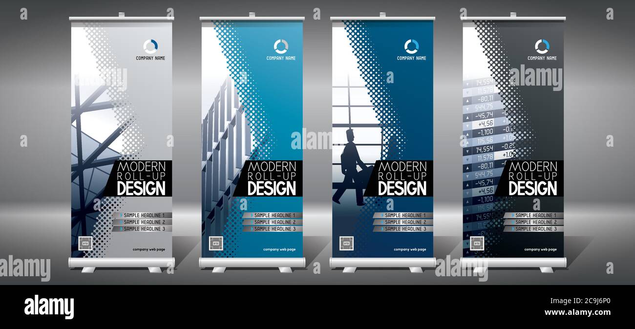 Roll-up templates (85x200 cm) - modern office buildings Stock Vector ...