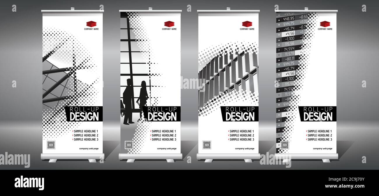 Roll-up templates (85x200 cm) - modern office buildings Stock Vector ...