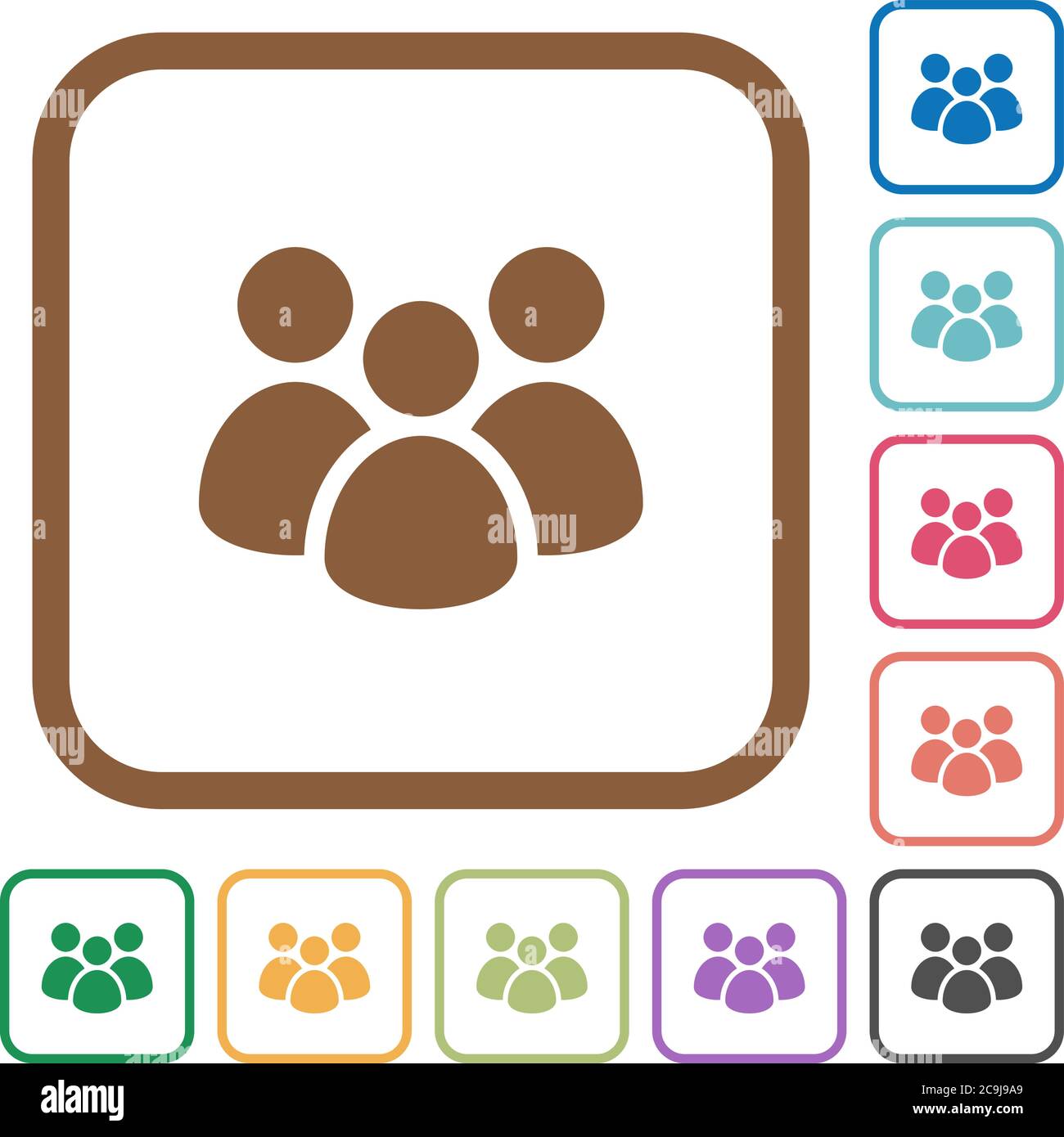 Team simple icons in color rounded square frames on white background Stock Vector Image & Art ...