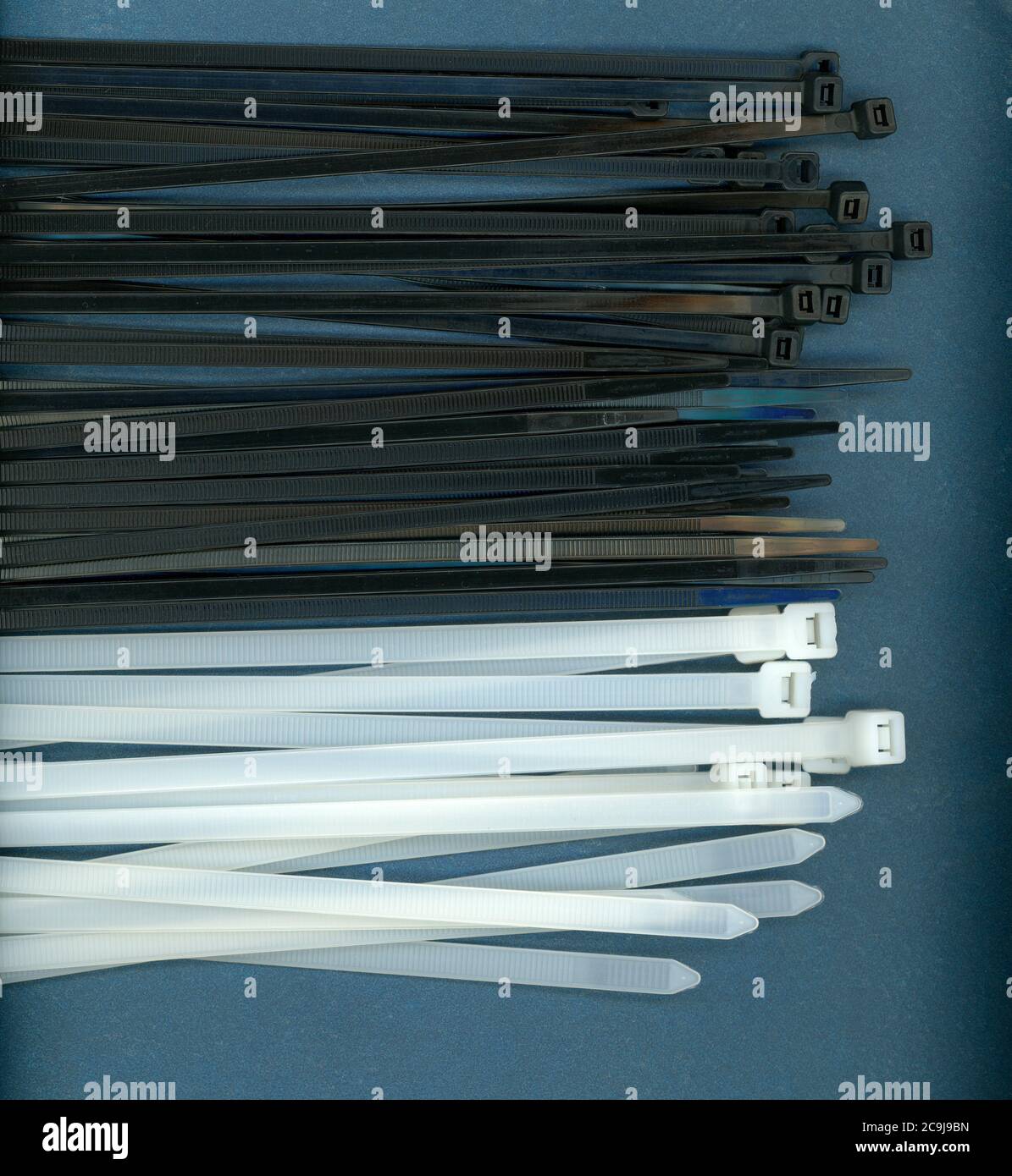 black and white electric cable ties (aka hose tie or zip tie Stock ...