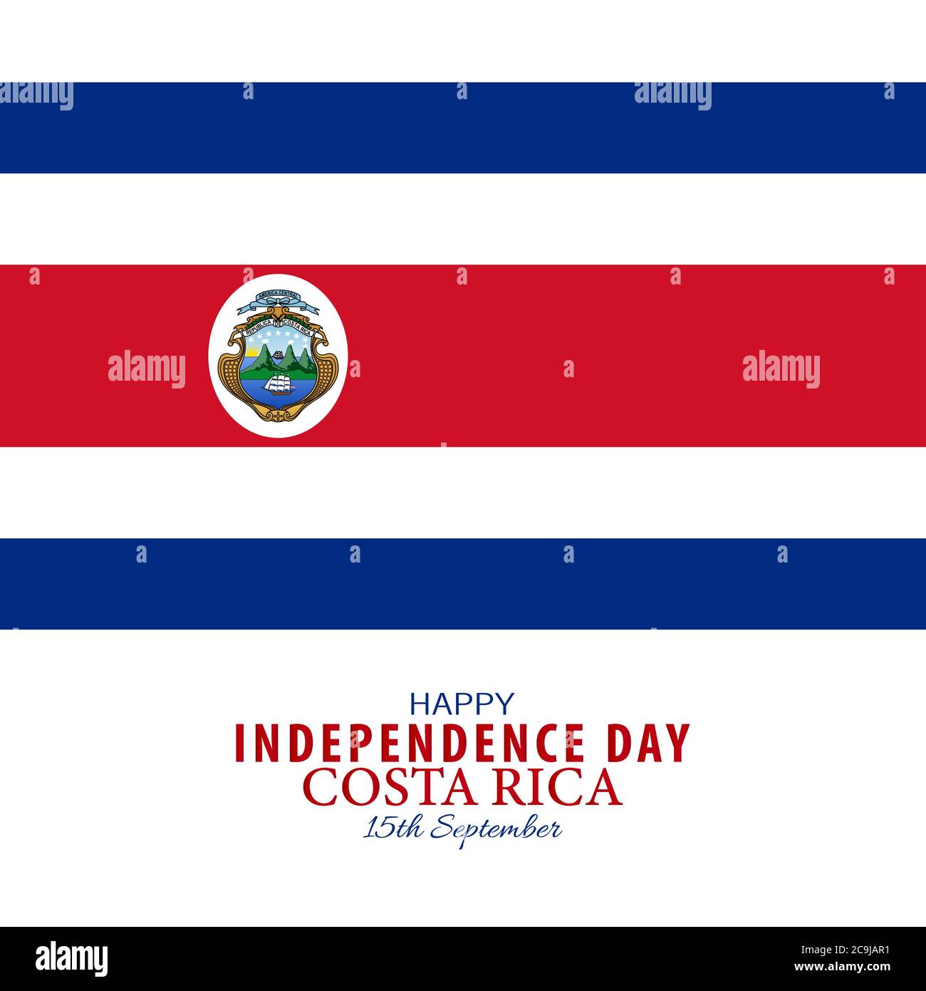 Vector Illustration of Costa Rican Flag with typography. 15th September ...