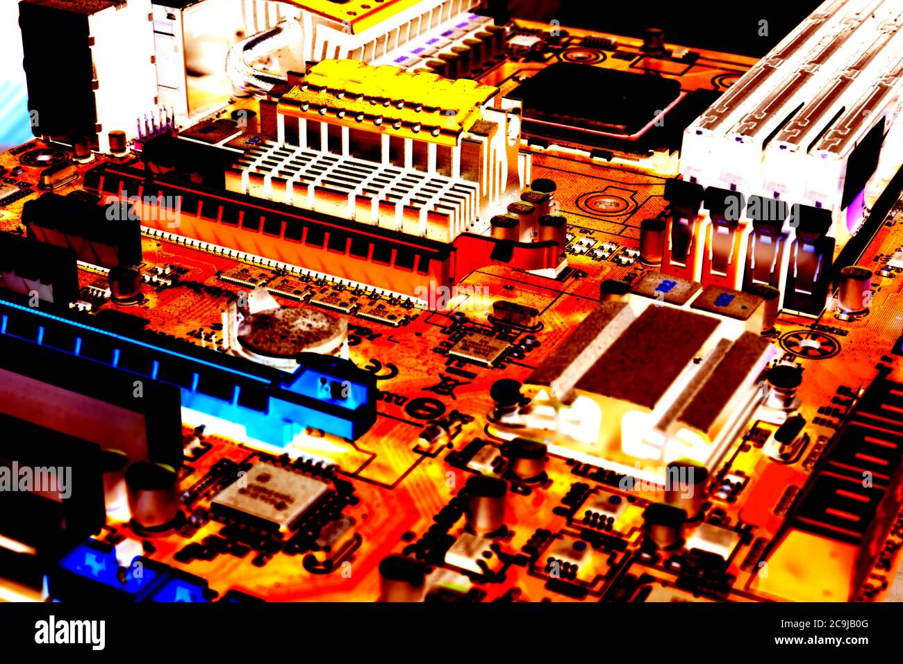 Computer motherboard, negative image Stock Photo - Alamy