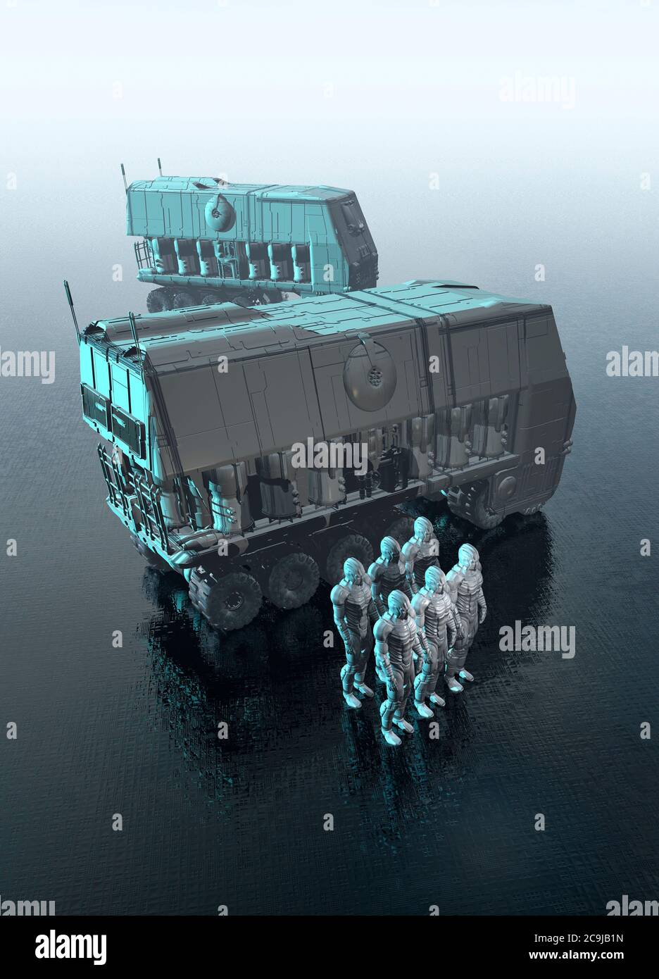 Space vehicle and robots, illustration Stock Photo - Alamy