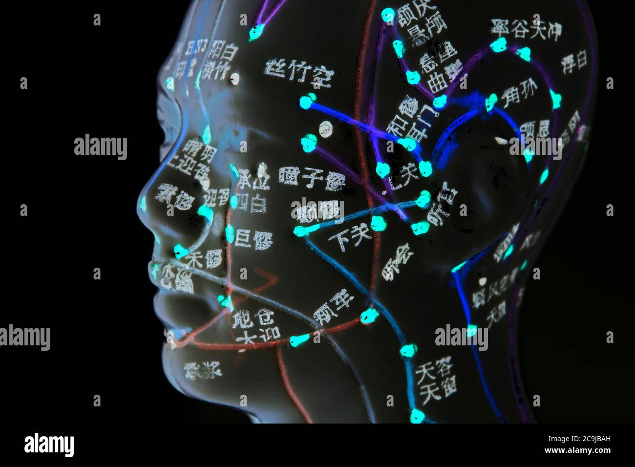 Acupuncture model against a black background Stock Photo - Alamy
