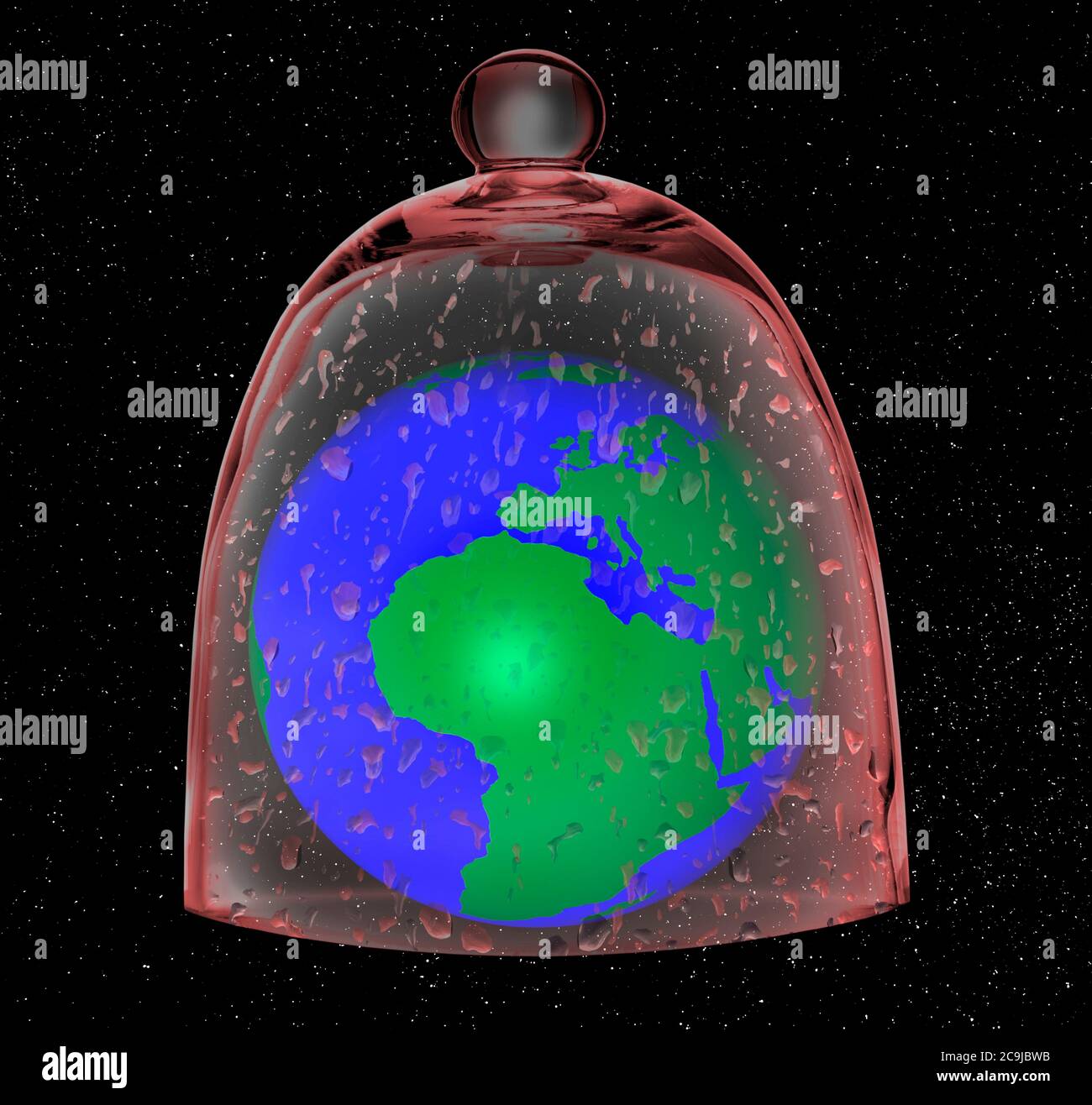 Planet earth in glass bell jar, illustration Stock Photo - Alamy