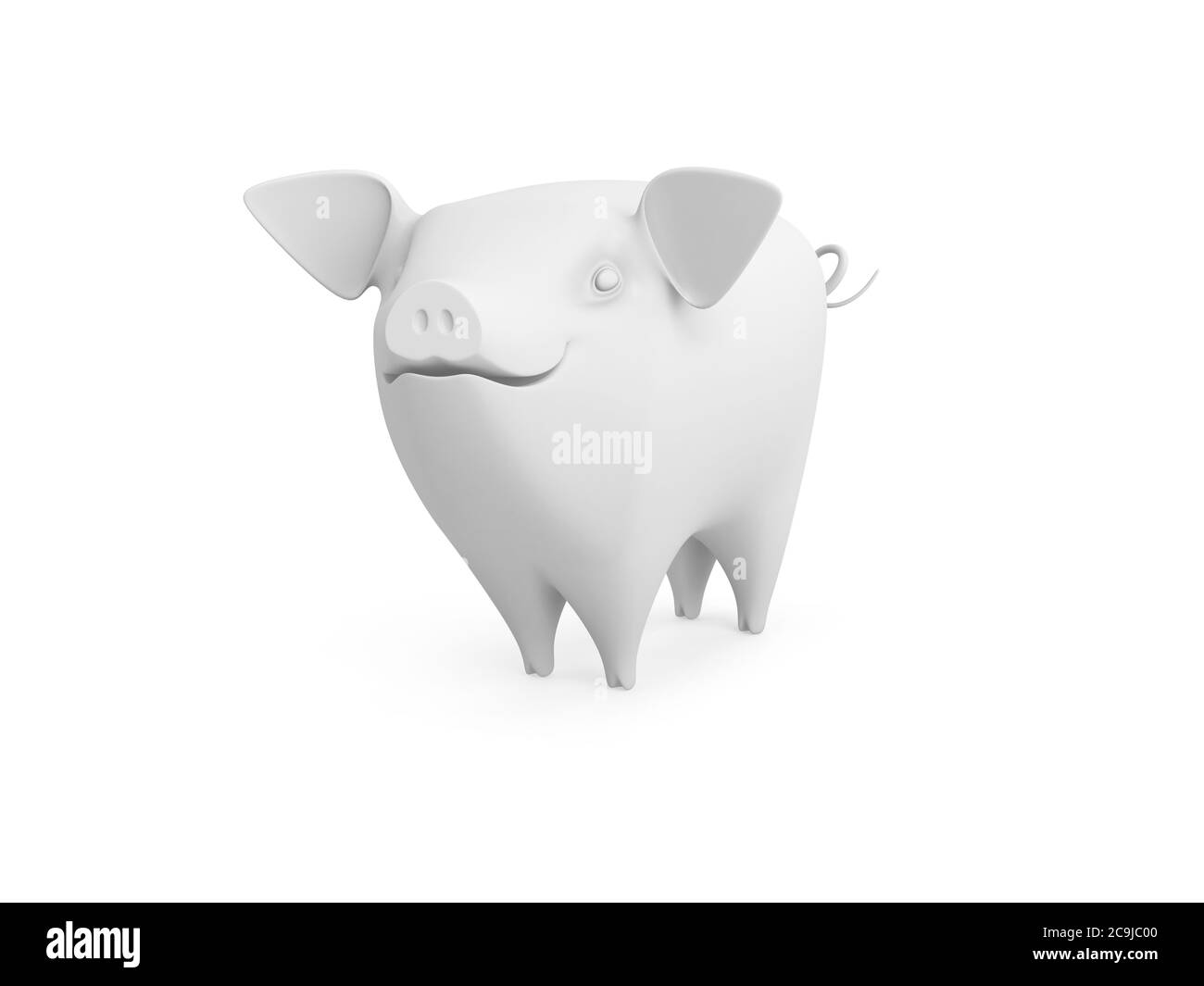 Stylized model of a pig, isolated on white background. 3D illustration ...