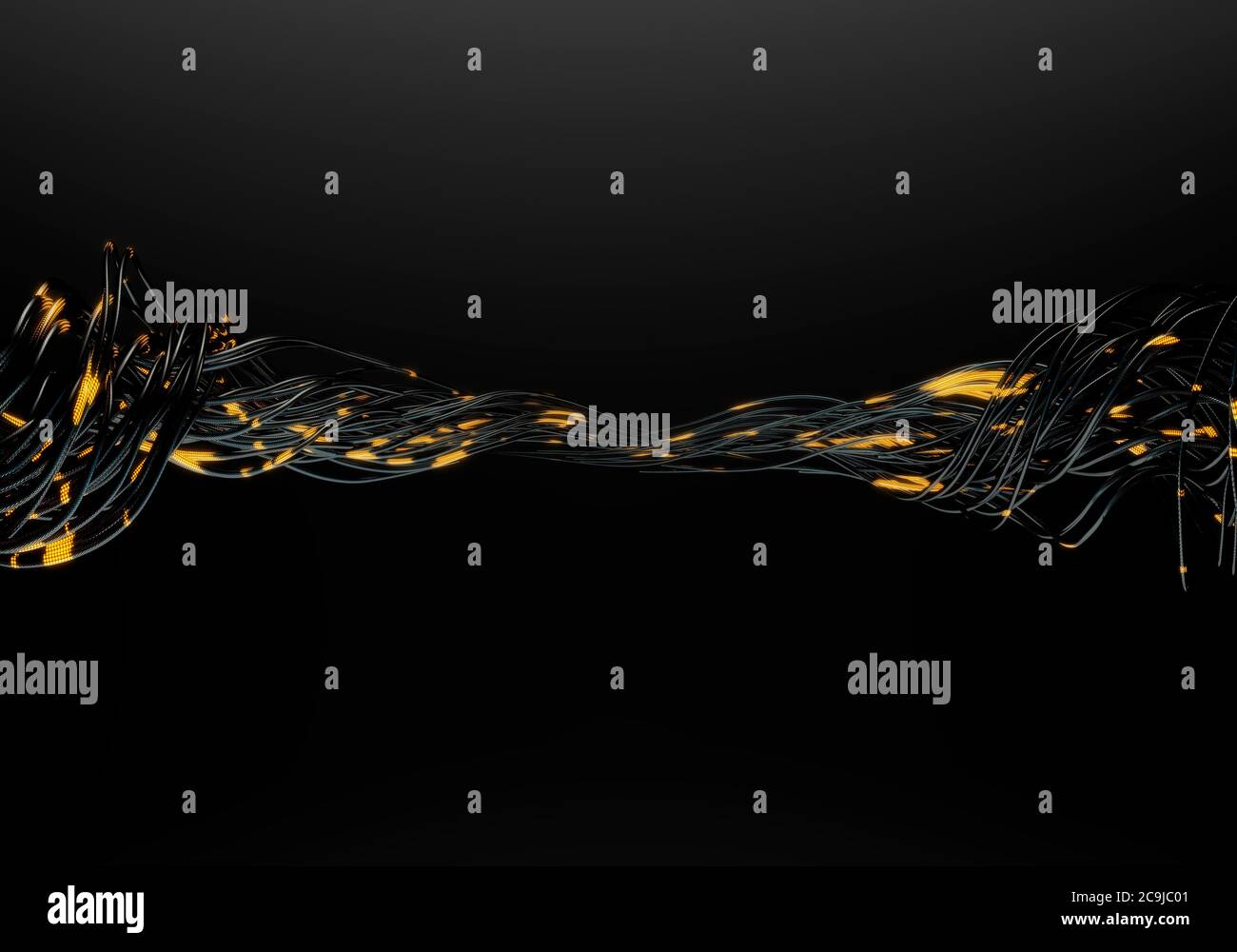 Futuristic concept of optic fibre cables on black background Stock ...