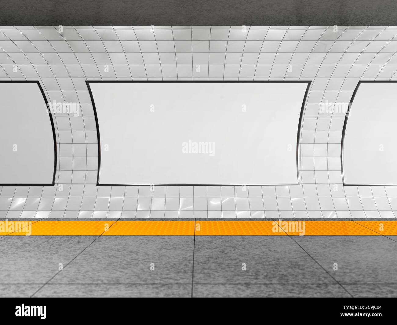 Blank horizontal billboard on the metro station. 3D illustration Stock ...