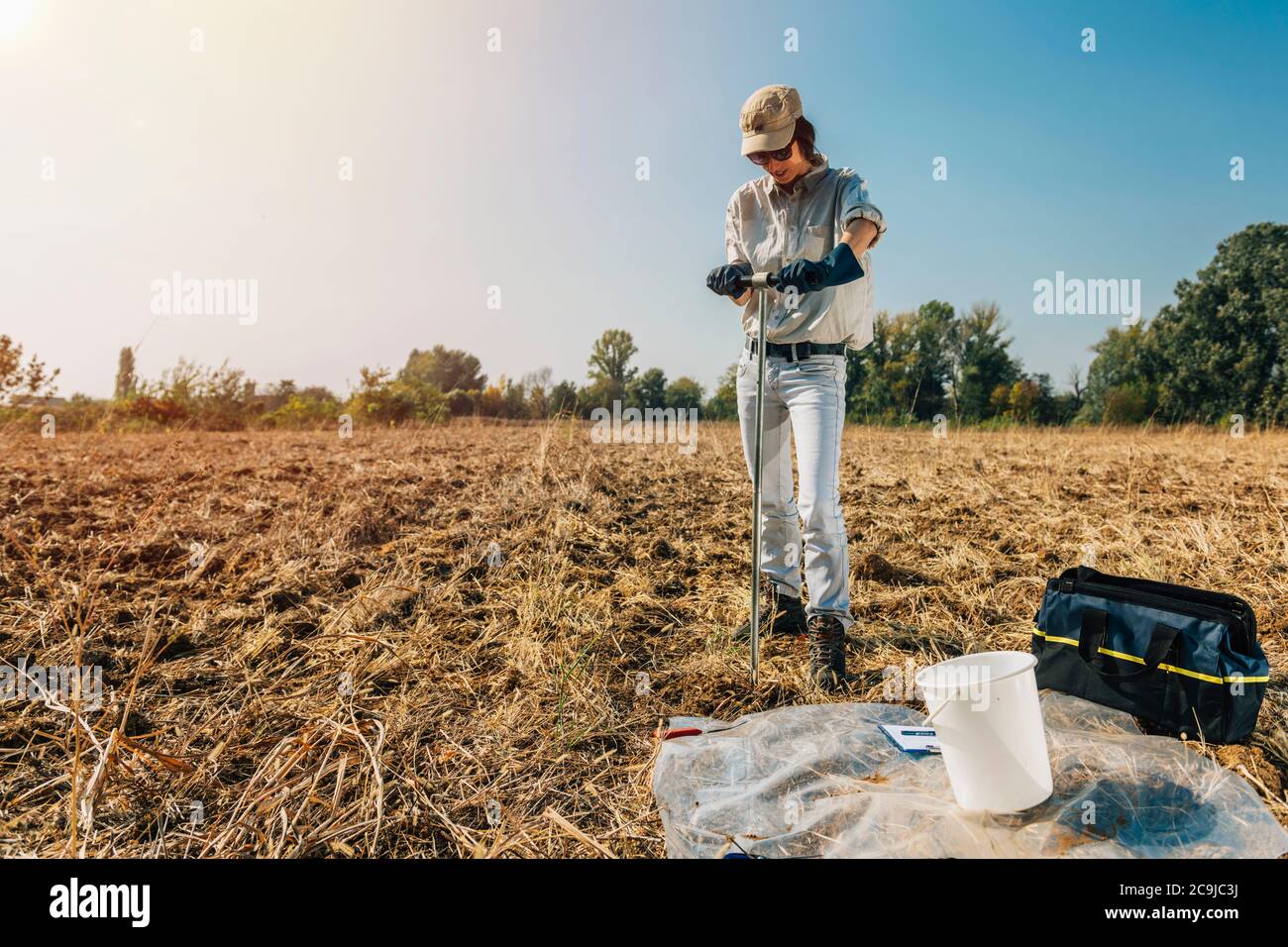 Scientist taking soil sampling hi-res stock photography and images - Alamy