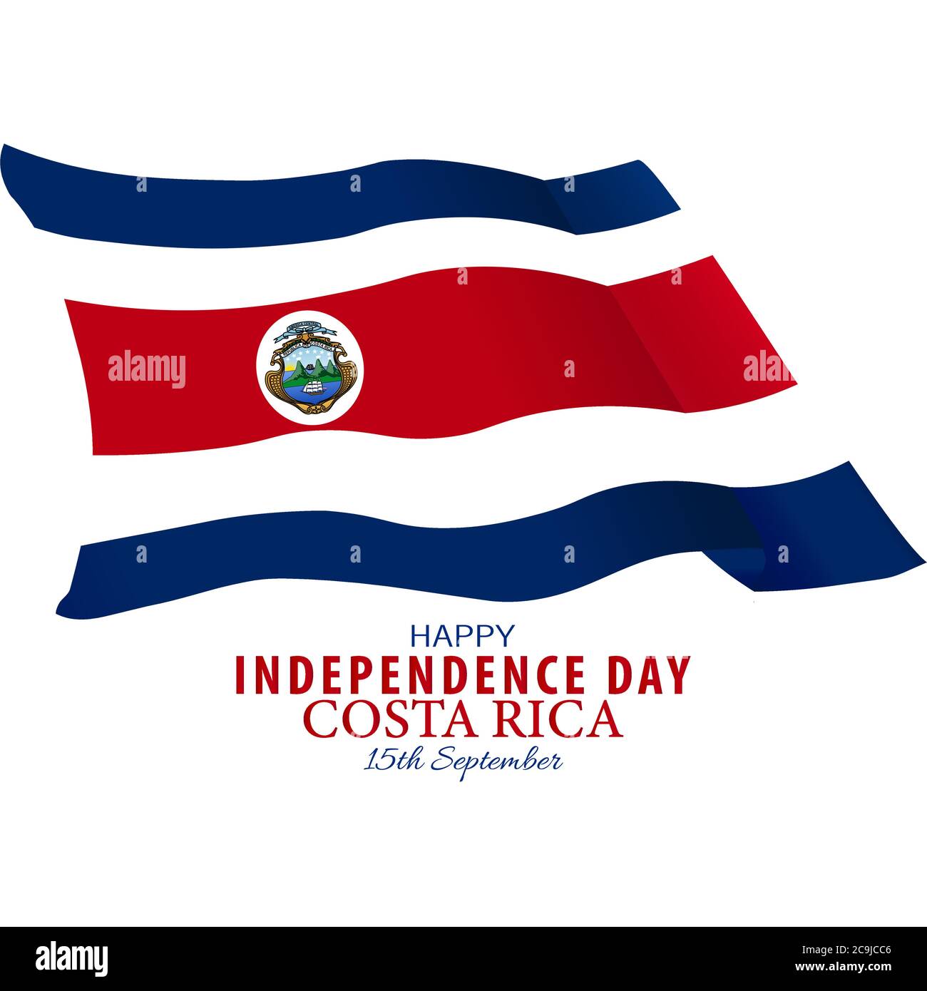 Vector Illustration of Costa Rican Flag with typography. 15th September ...