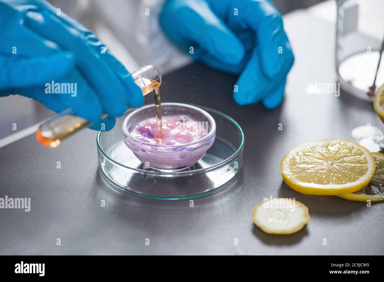 Food safety inspector testing fruit Stock Photo - Alamy