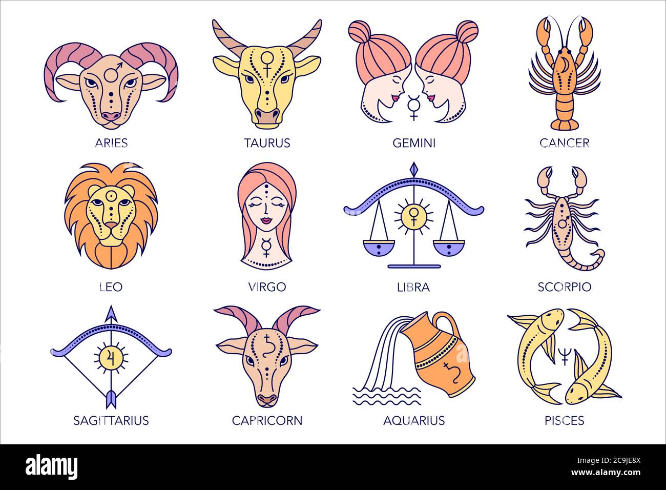 Collection of zodiac signs Stock Vector Image & Art - Alamy