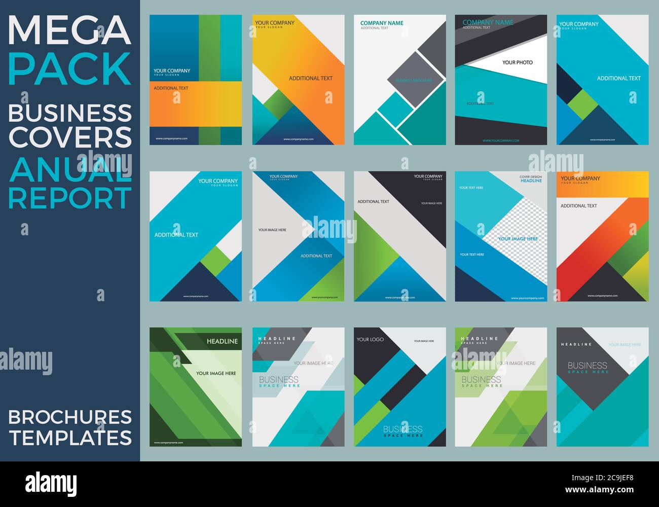 Mega Pack of Business Annual Report Brochure Templates, Squares, Lines ...
