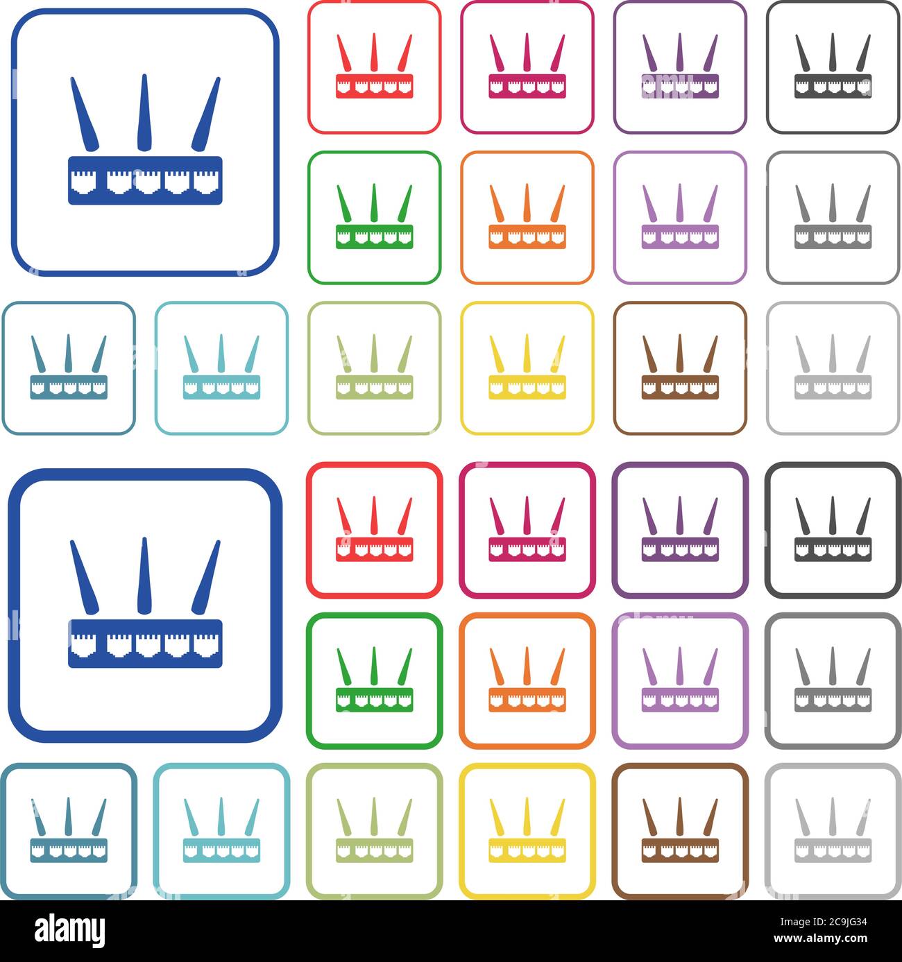 Wireless router color flat icons in rounded square frames. Thin and thick versions included ...