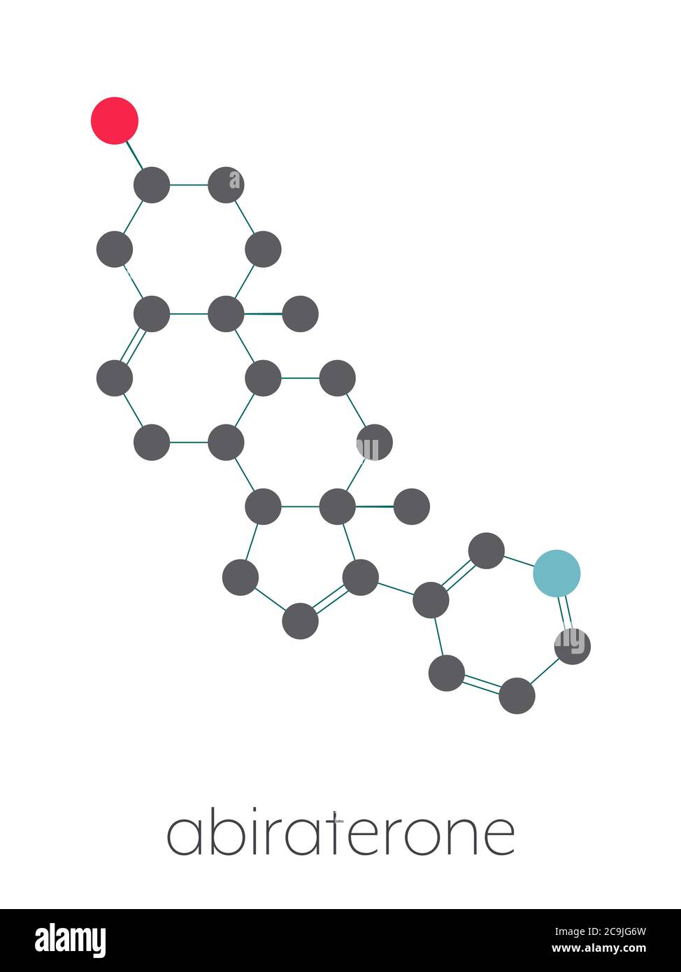 Abiraterone prostate cancer drug molecule. Stylized skeletal formula ...