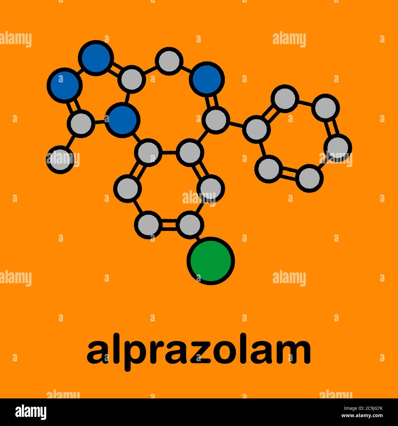 Alprazolam sedative and hypnotic drug (benzodiazepine class) molecule ...