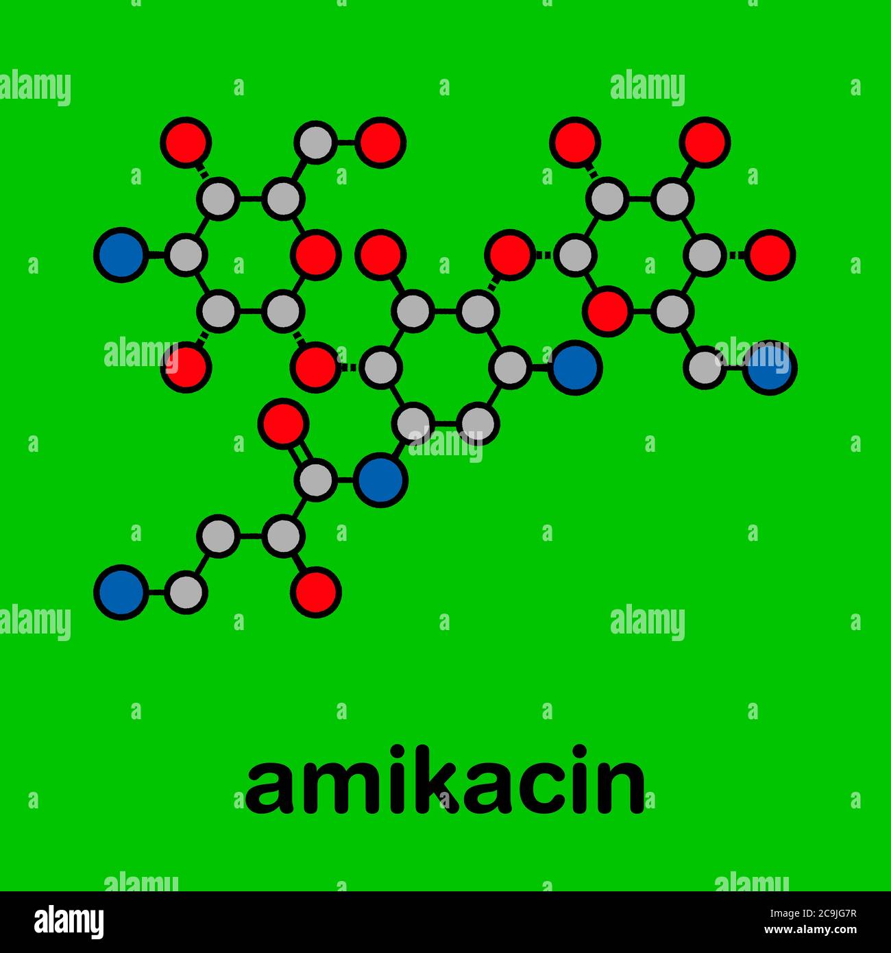 Amikacin aminoglycoside antibiotic molecule. Mostly used as last-resort ...