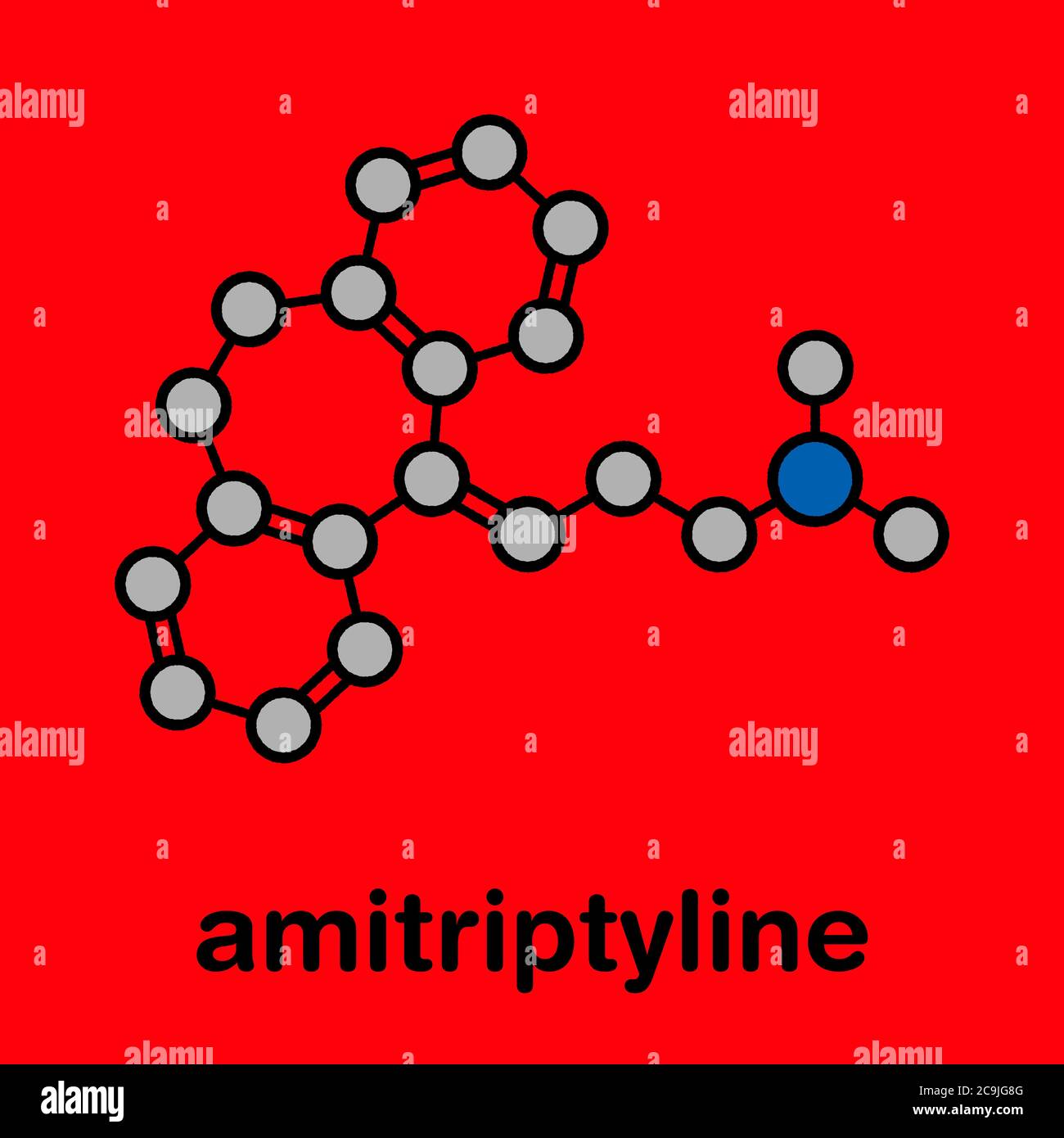 Amitriptyline tricyclic antidepressant drug molecule. Used in treatment ...