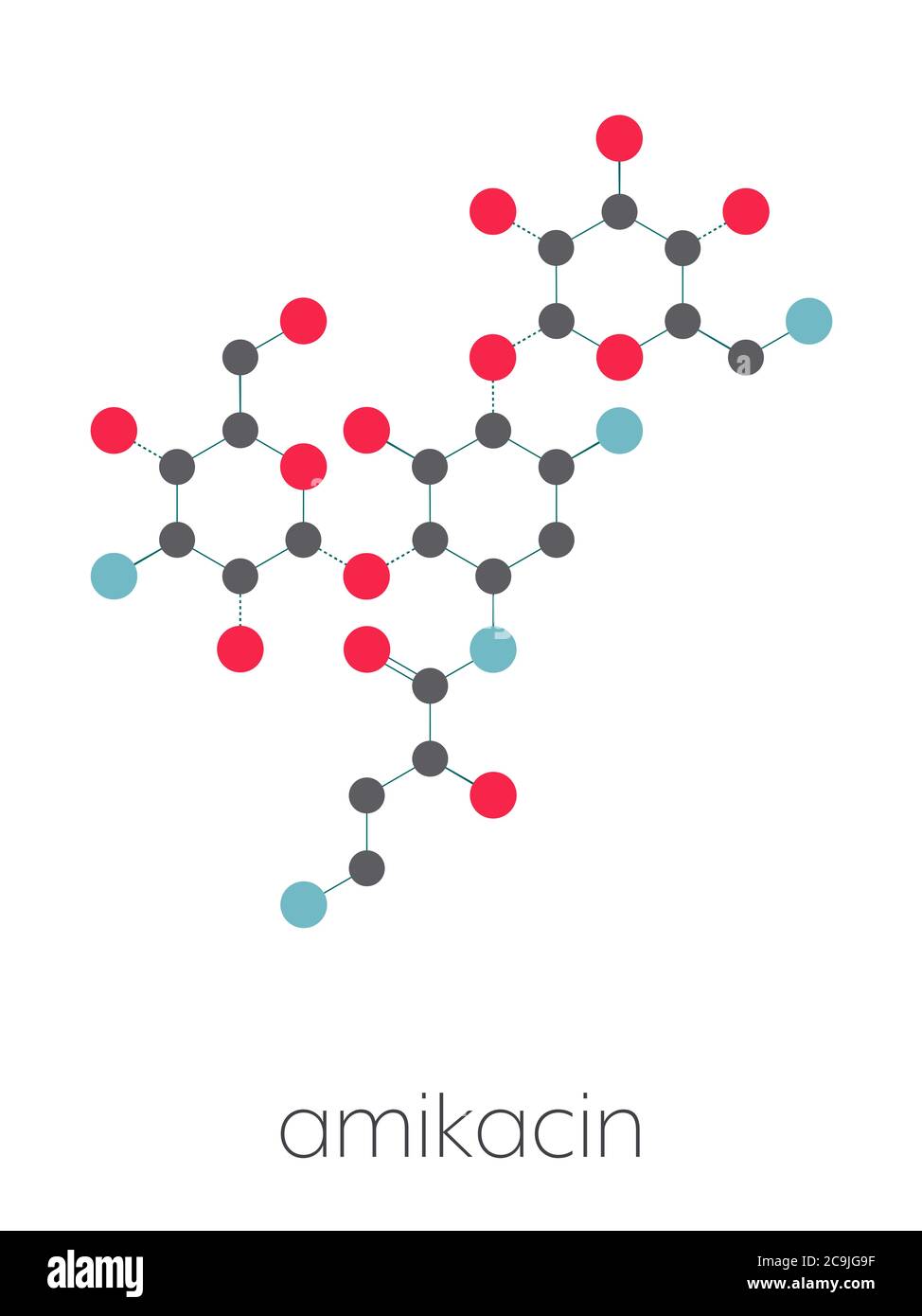 Amikacin aminoglycoside antibiotic molecule. Mostly used as last-resort ...