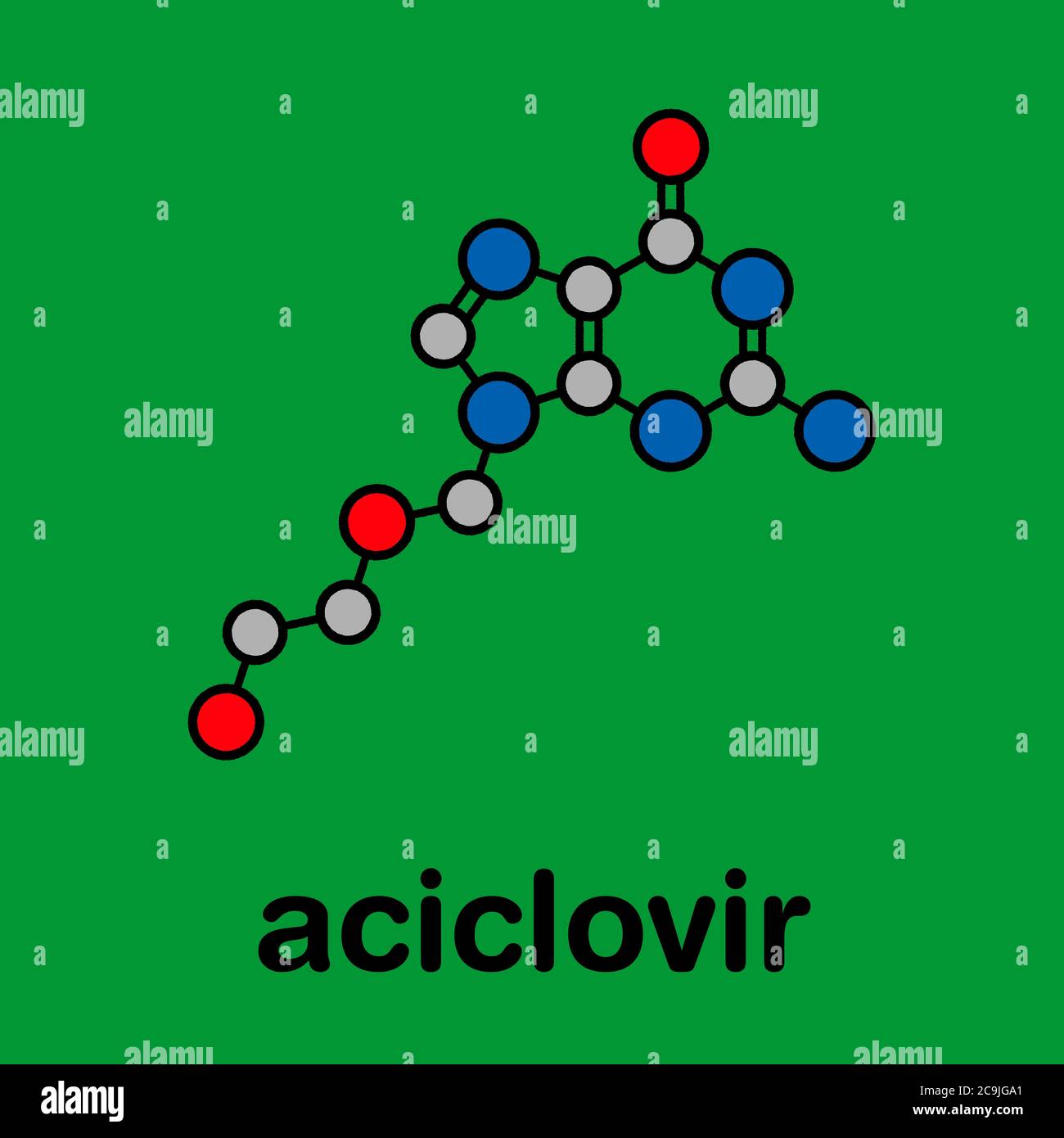 acyclovir antiviral drug molecule. Stylized skeletal formula (chemical ...