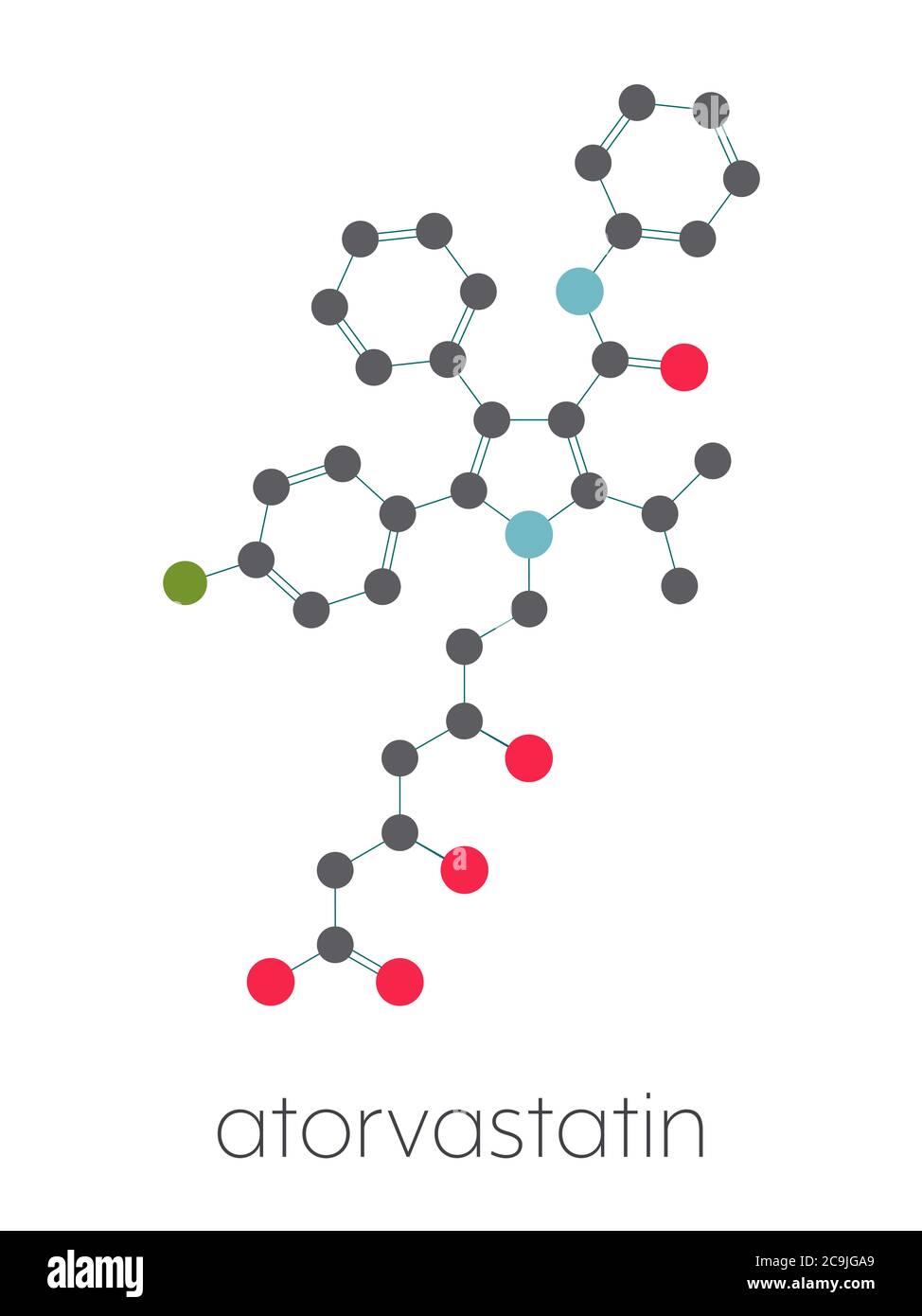 Atorvastatin cholesterol lowering drug (statin class) molecule ...
