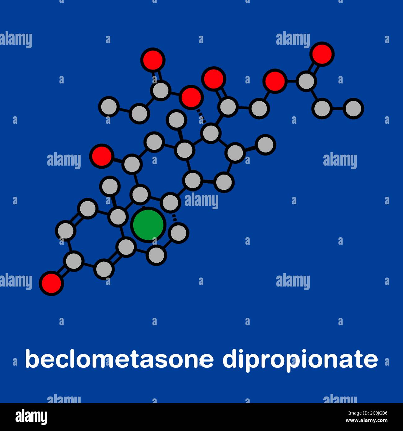 Beclometasone dipropionate glucocorticoid drug molecule. Prodrug of ...
