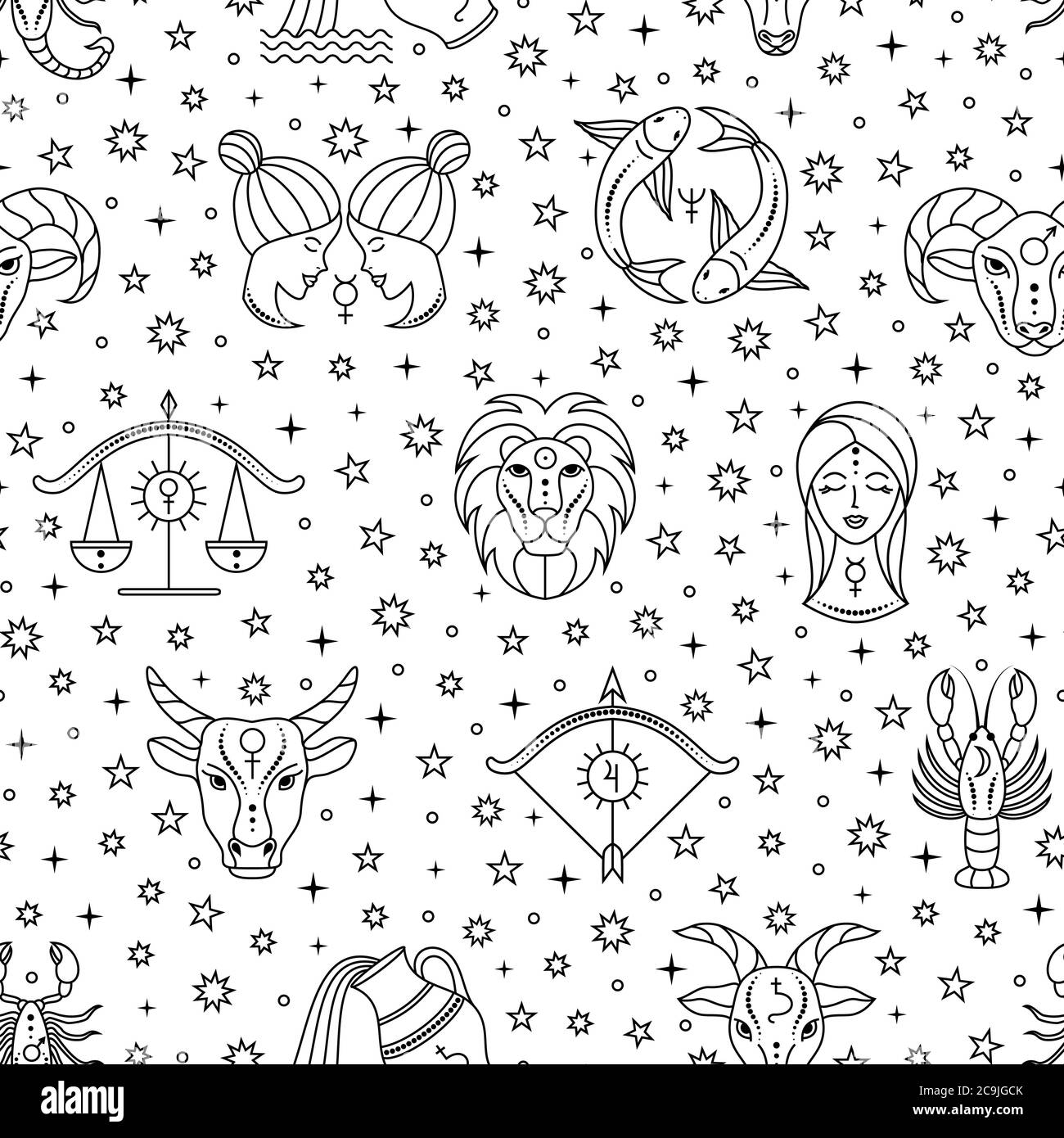 Zodiac signs pattern hi-res stock photography and images - Alamy
