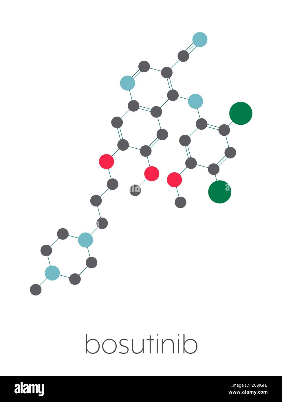 Bosutinib chronic myelogenous leukemia (CML) drug molecule. Tyrosine ...