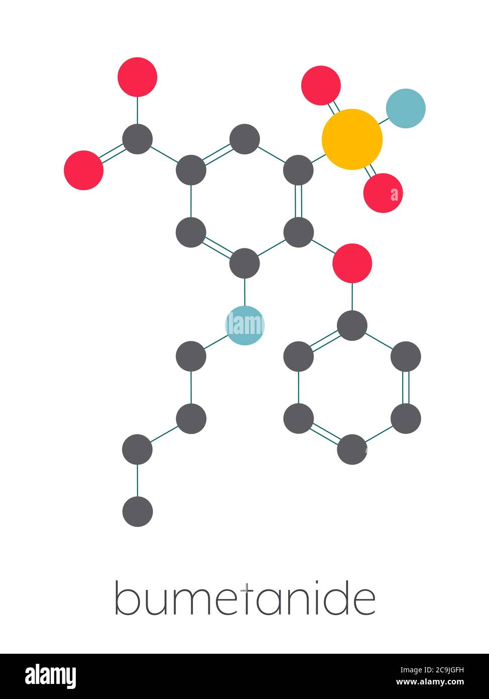 Bumetanide heart failure drug molecule. Loop diuretic, also used for ...