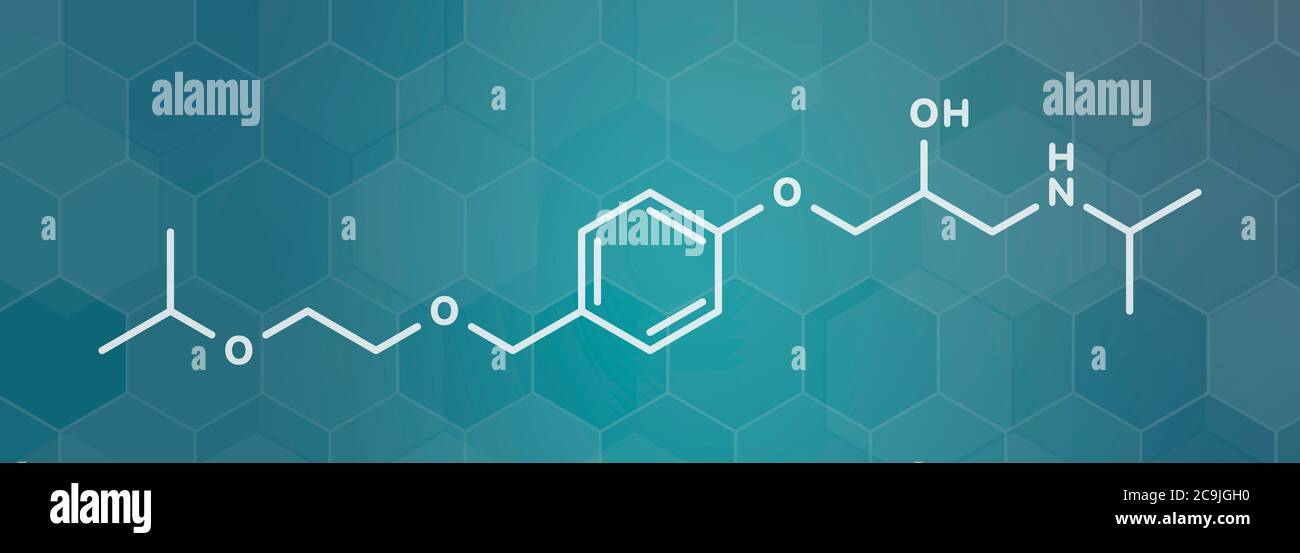 Bisoprolol beta blocker drug molecule. Used to treat high blood ...