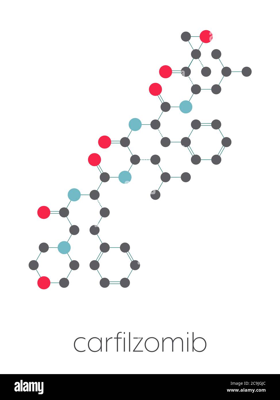Carfilzomib (CFZ) multiple myeloma cancer drug molecule. Proteasome ...