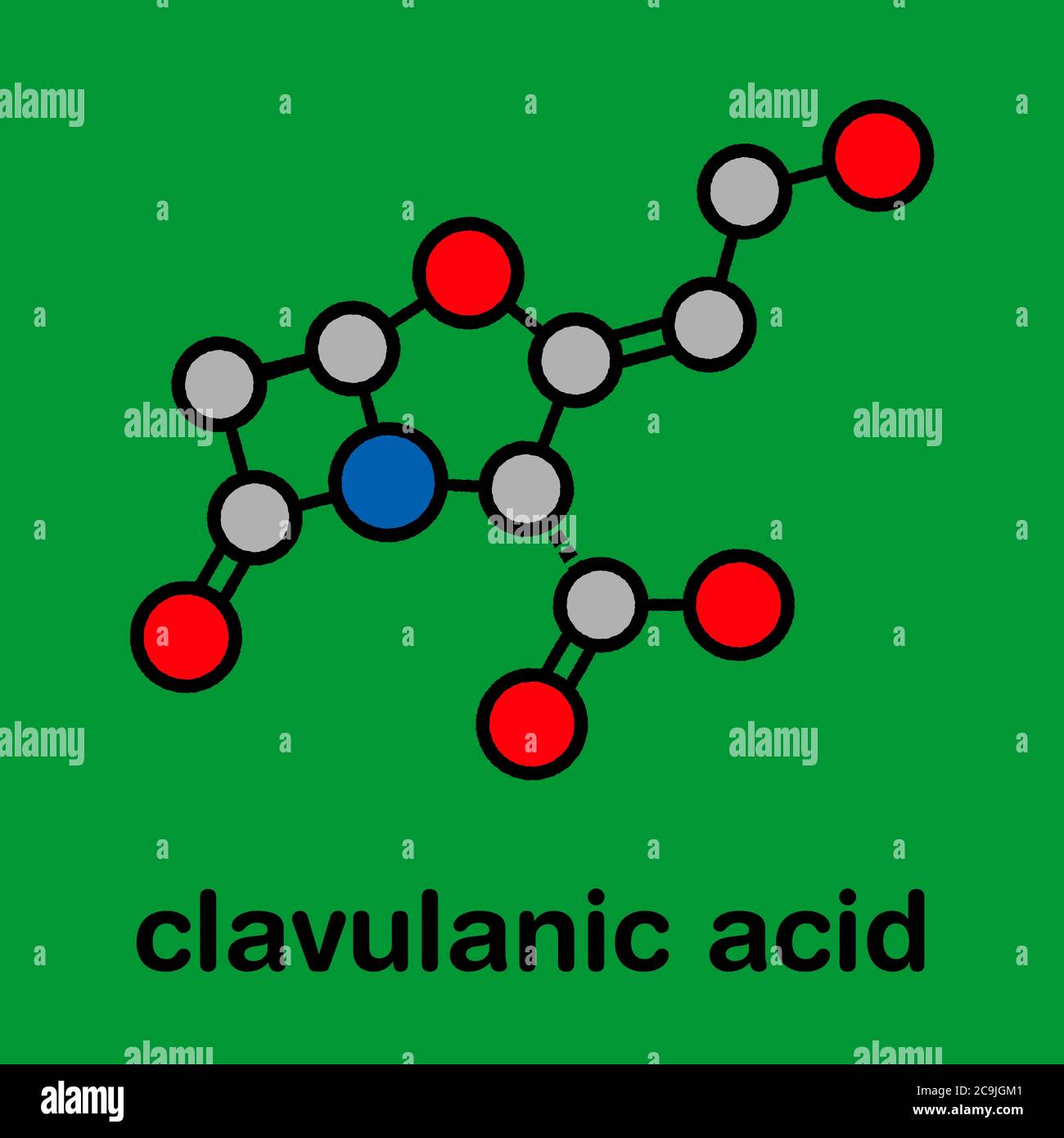 Clavulanic acid beta-lactamase blocker drug molecule. Often combined ...