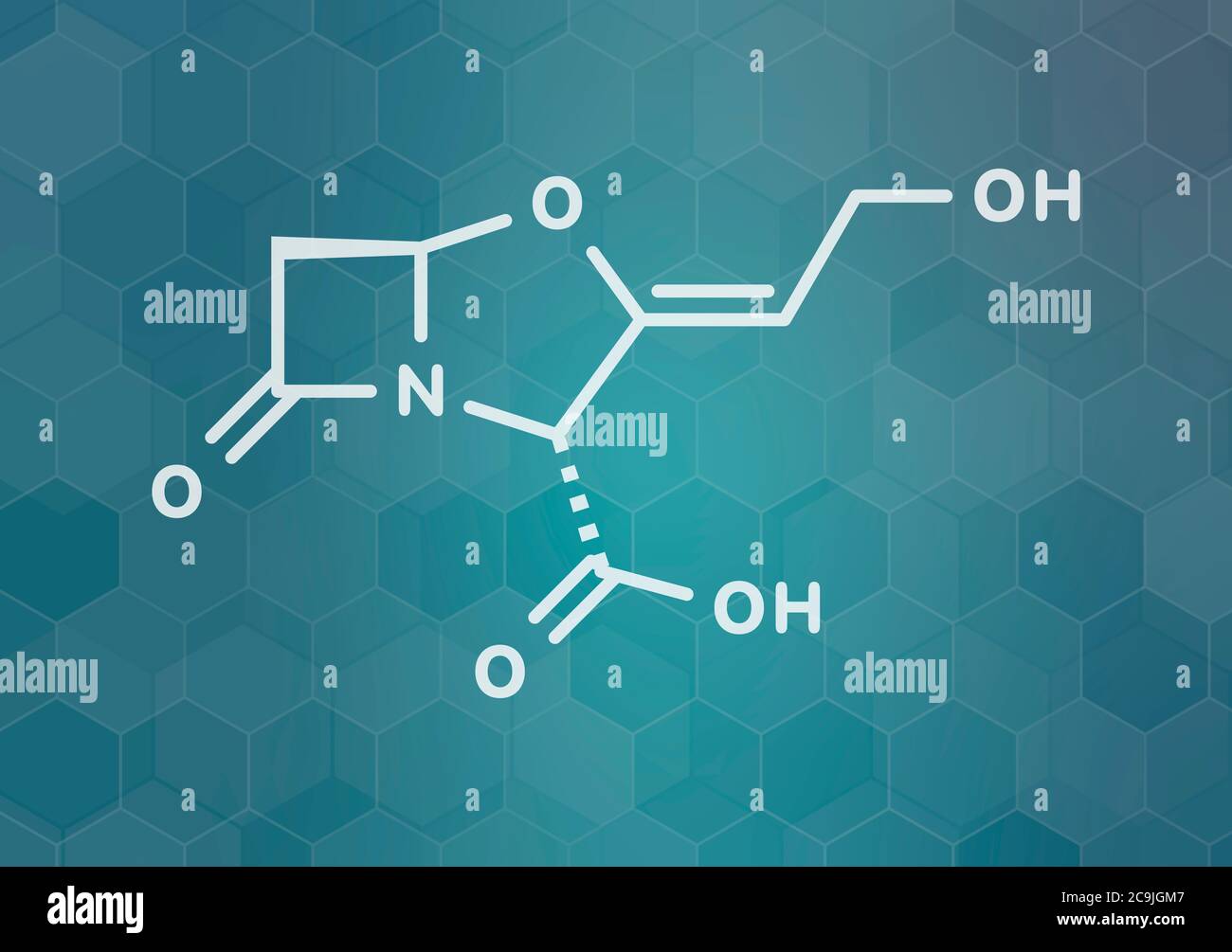 Clavulanic acid beta-lactamase blocker drug molecule. Often combined ...