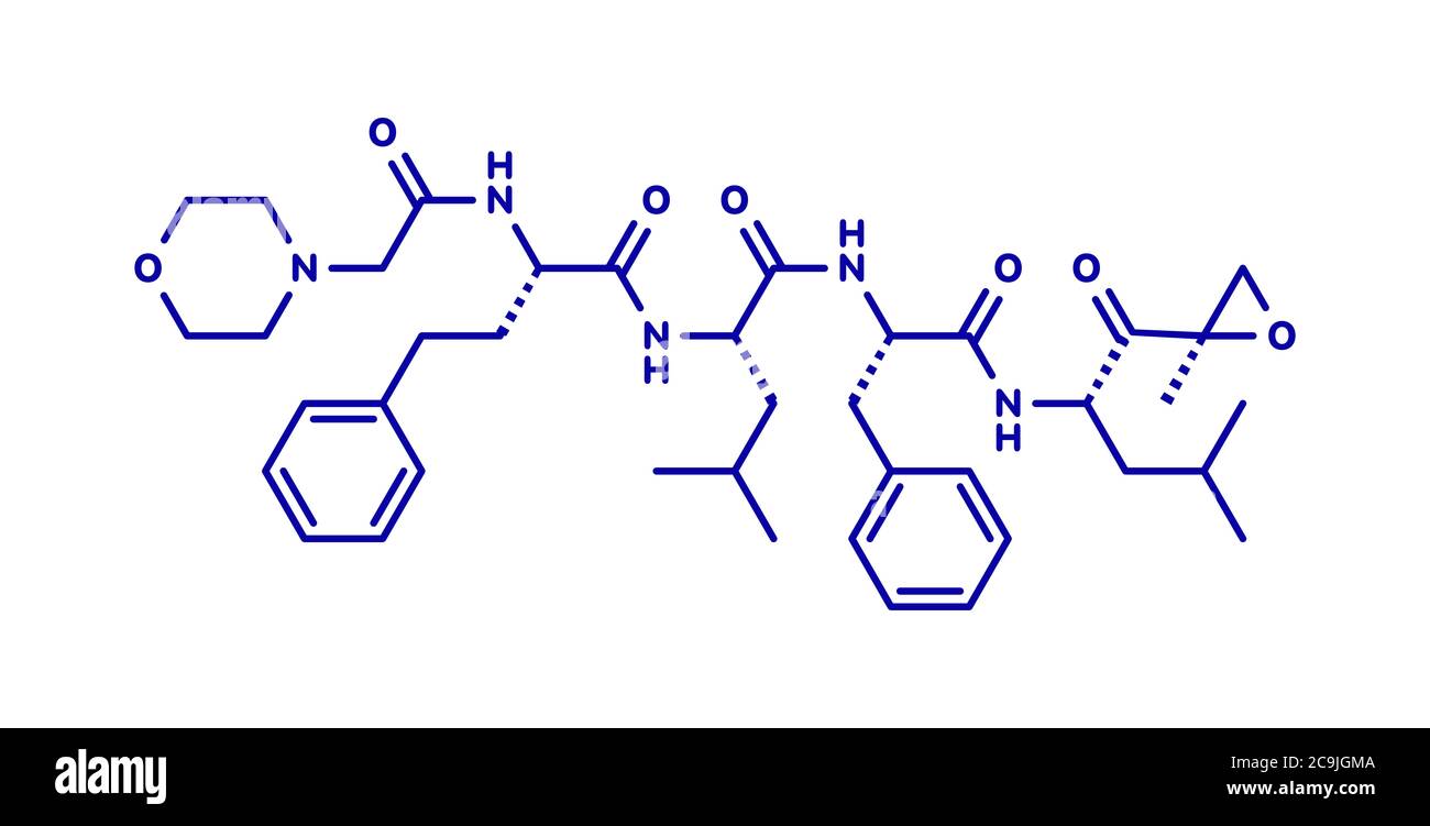 Carfilzomib (CFZ) multiple myeloma cancer drug molecule. Proteasome ...