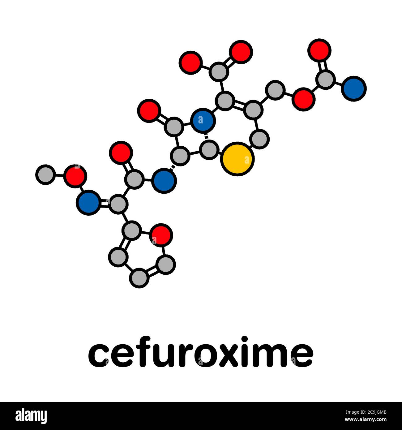 Cefuroxime second generation cephalosporin antibiotic molecule ...