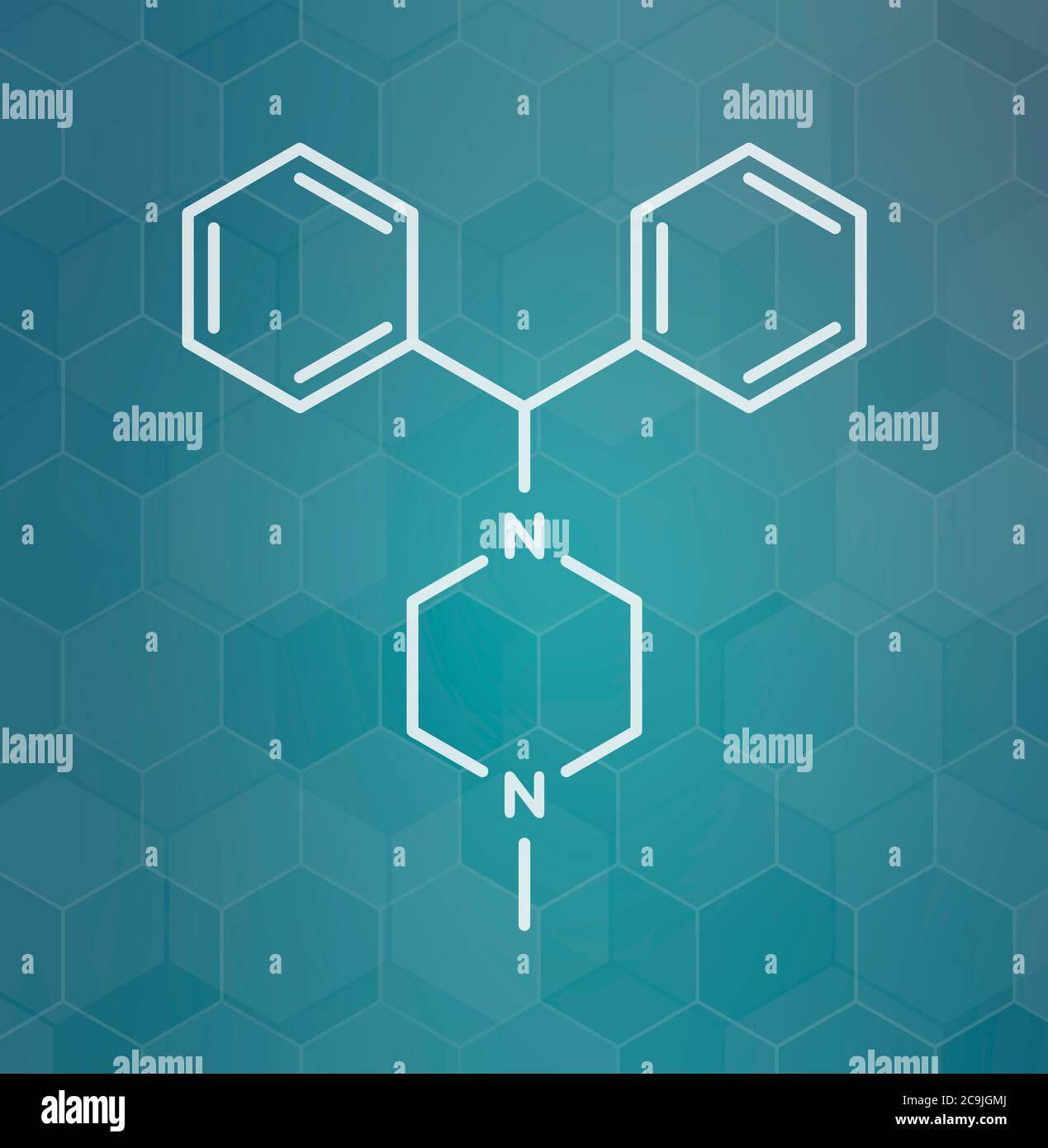 Cyclizine antiemetic drug molecule. Antihistamine used to treat nausea ...