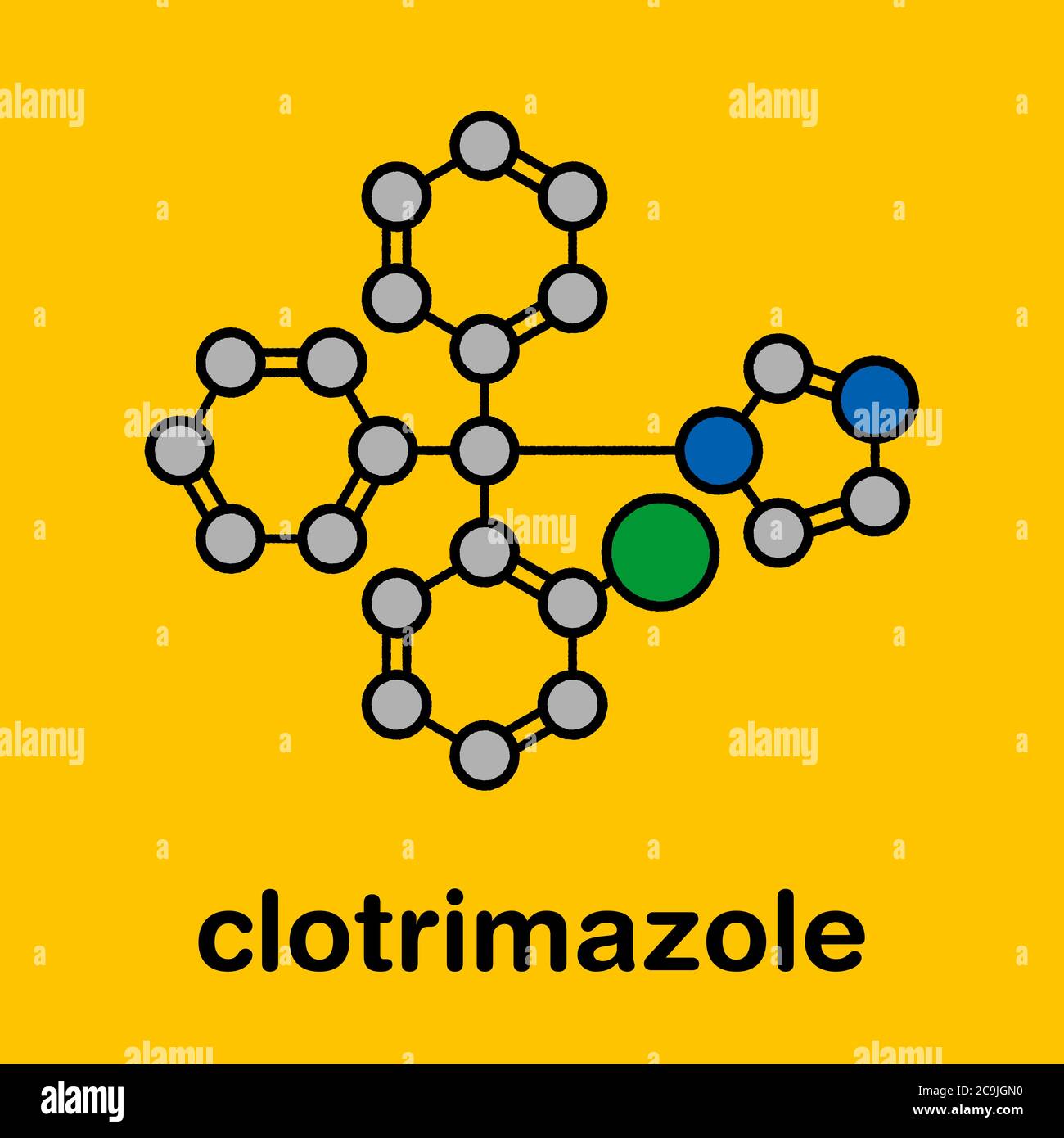 Clotrimazole antifungal drug molecule. Used in treatment of athlete's ...
