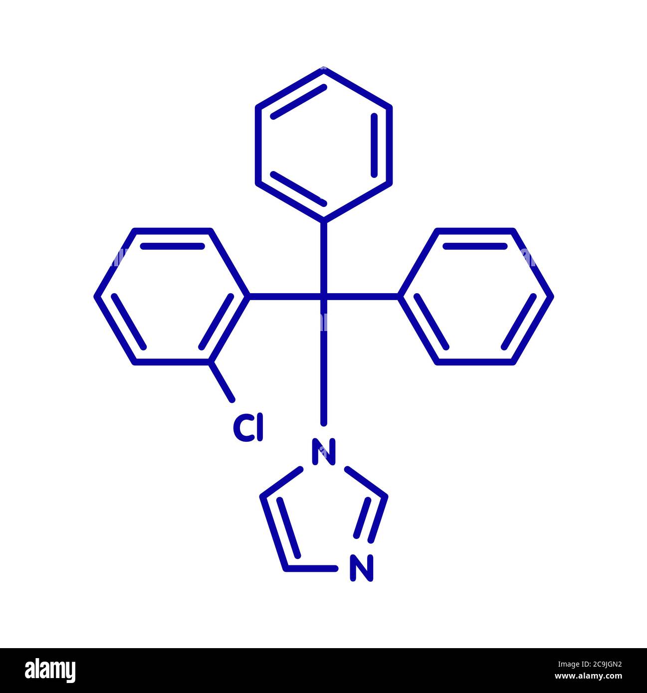 Clotrimazole antifungal drug molecule. Used in treatment of athlete's ...