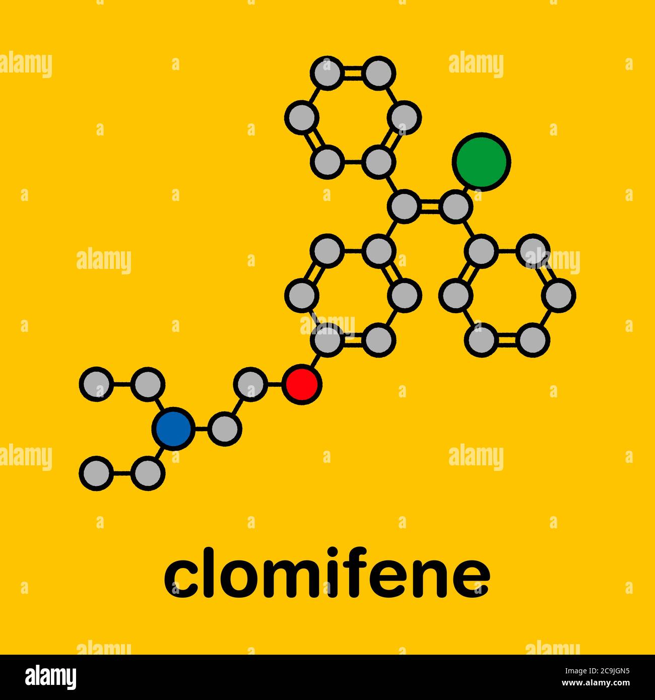 Clomifene (clomiphene) ovulation inducing drug molecule. The E-isomer ...