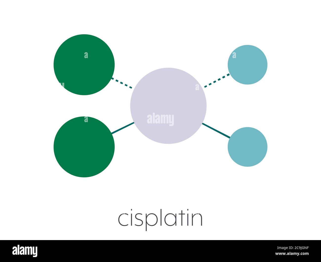 Cisplatin cancer chemotherapy drug molecule. Stylized skeletal formula ...
