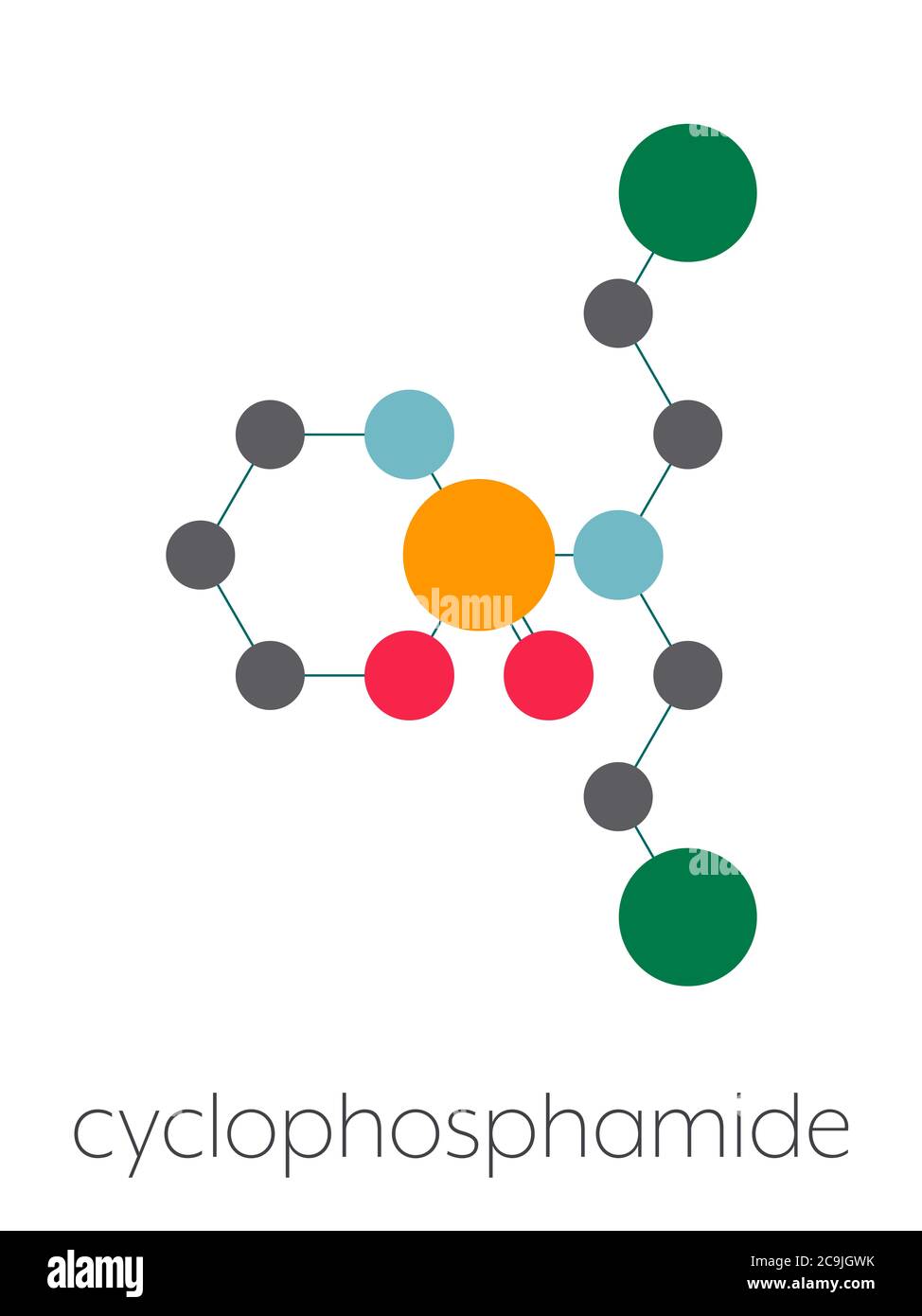 Cyclophosphamide cancer chemotherapy drug molecule. Belongs to nitrogen ...