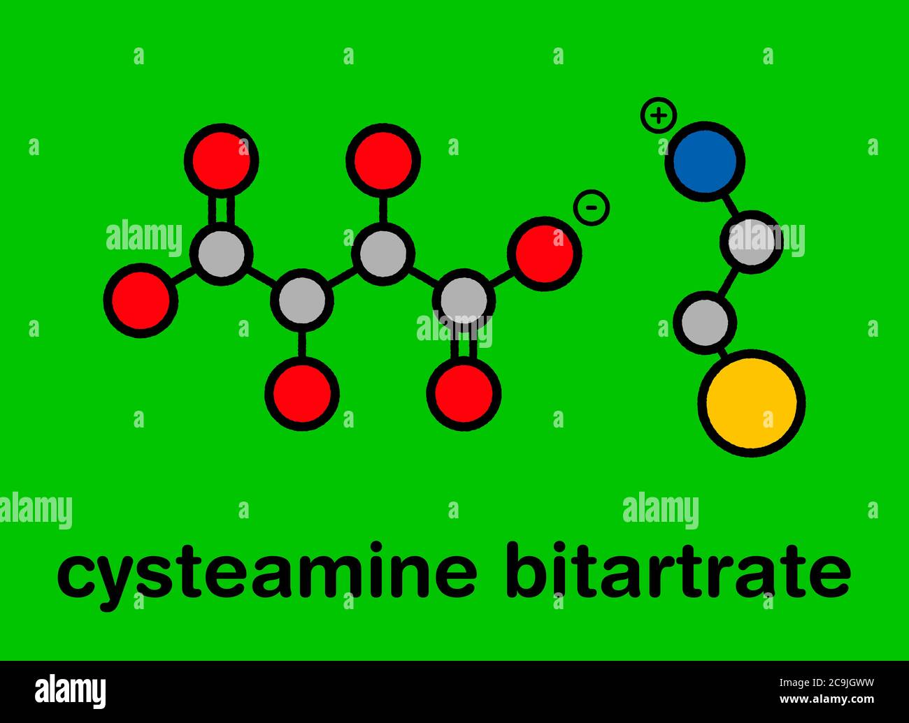 Cysteamine bitartrate Huntington's disease drug molecule. Stylized ...