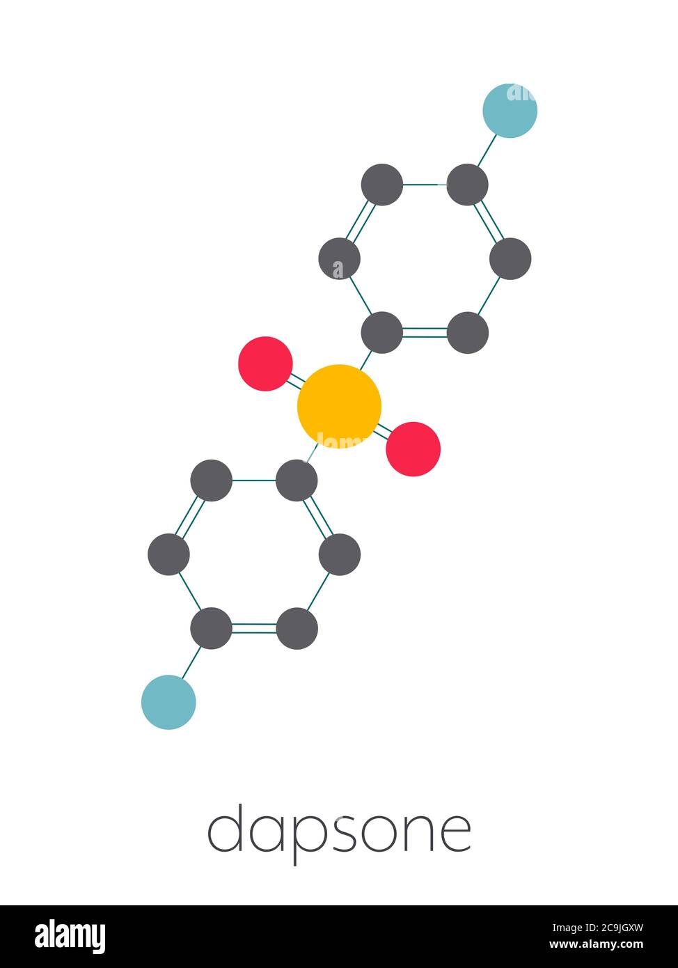 Dapsone antibacterial drug molecule. Stylized skeletal formula ...