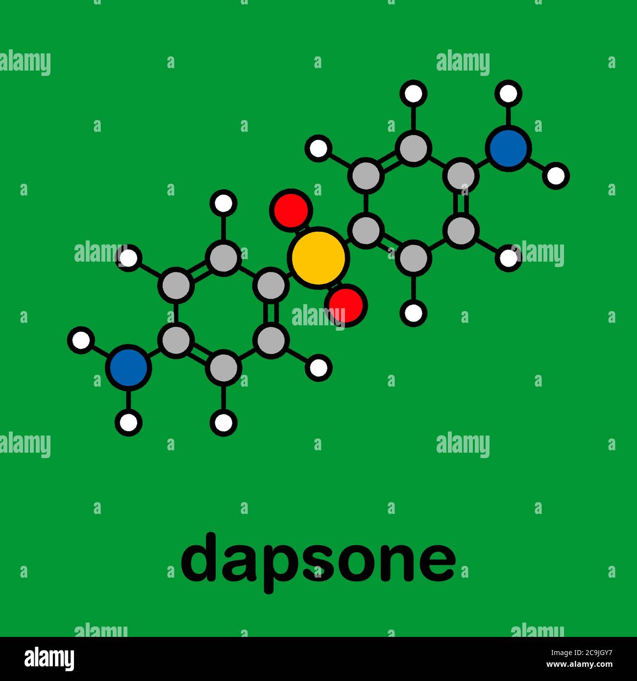 Dapsone antibacterial drug molecule. Stylized skeletal formula ...
